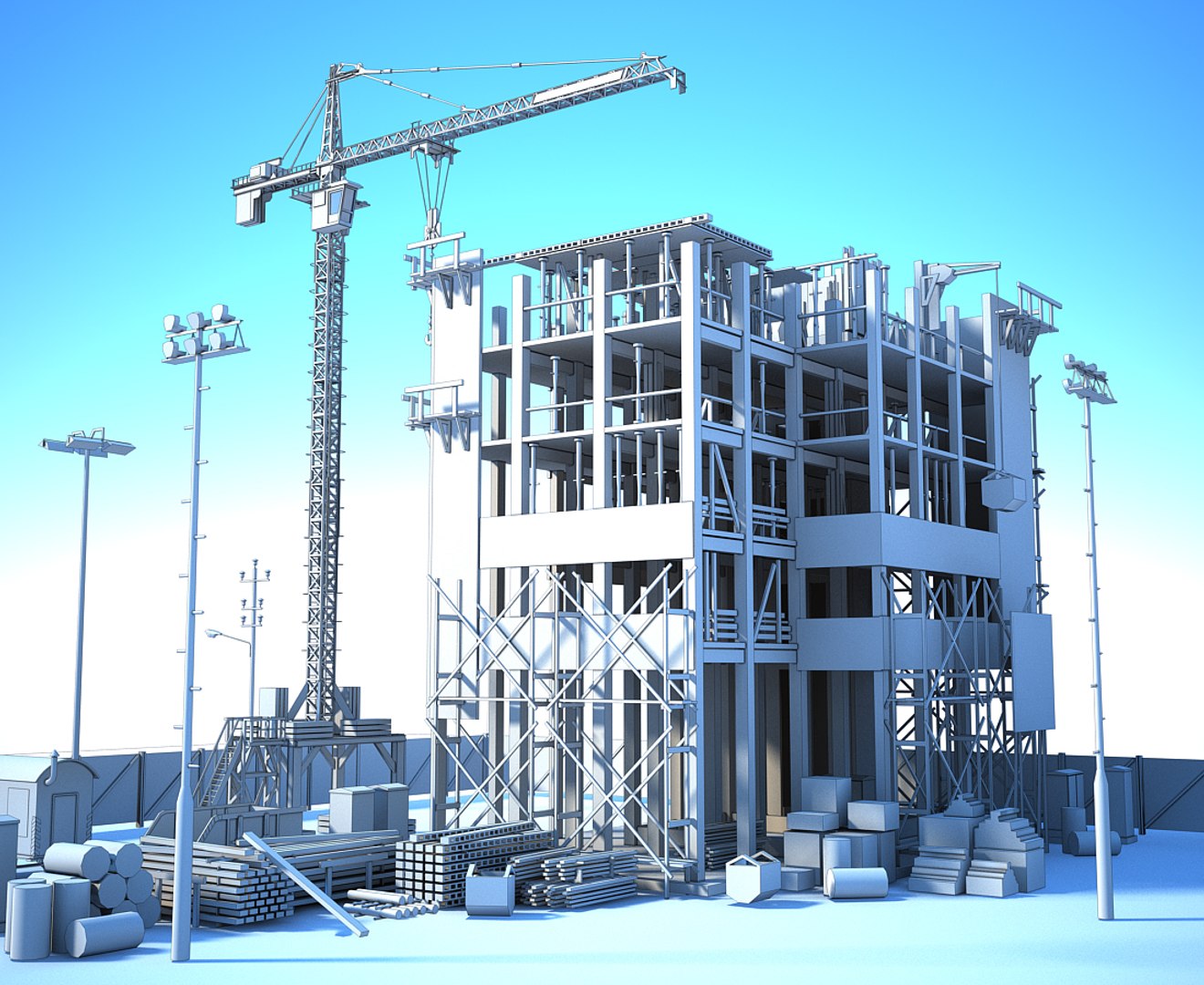 Generic White Building Construction 3D Model - TurboSquid 1406819