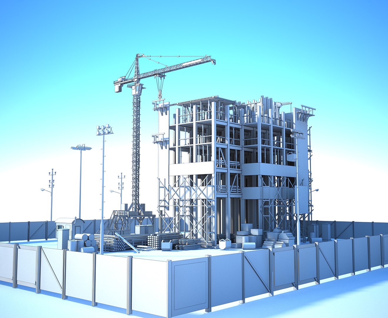 Generic White Building Construction 3D Model - TurboSquid 1406819