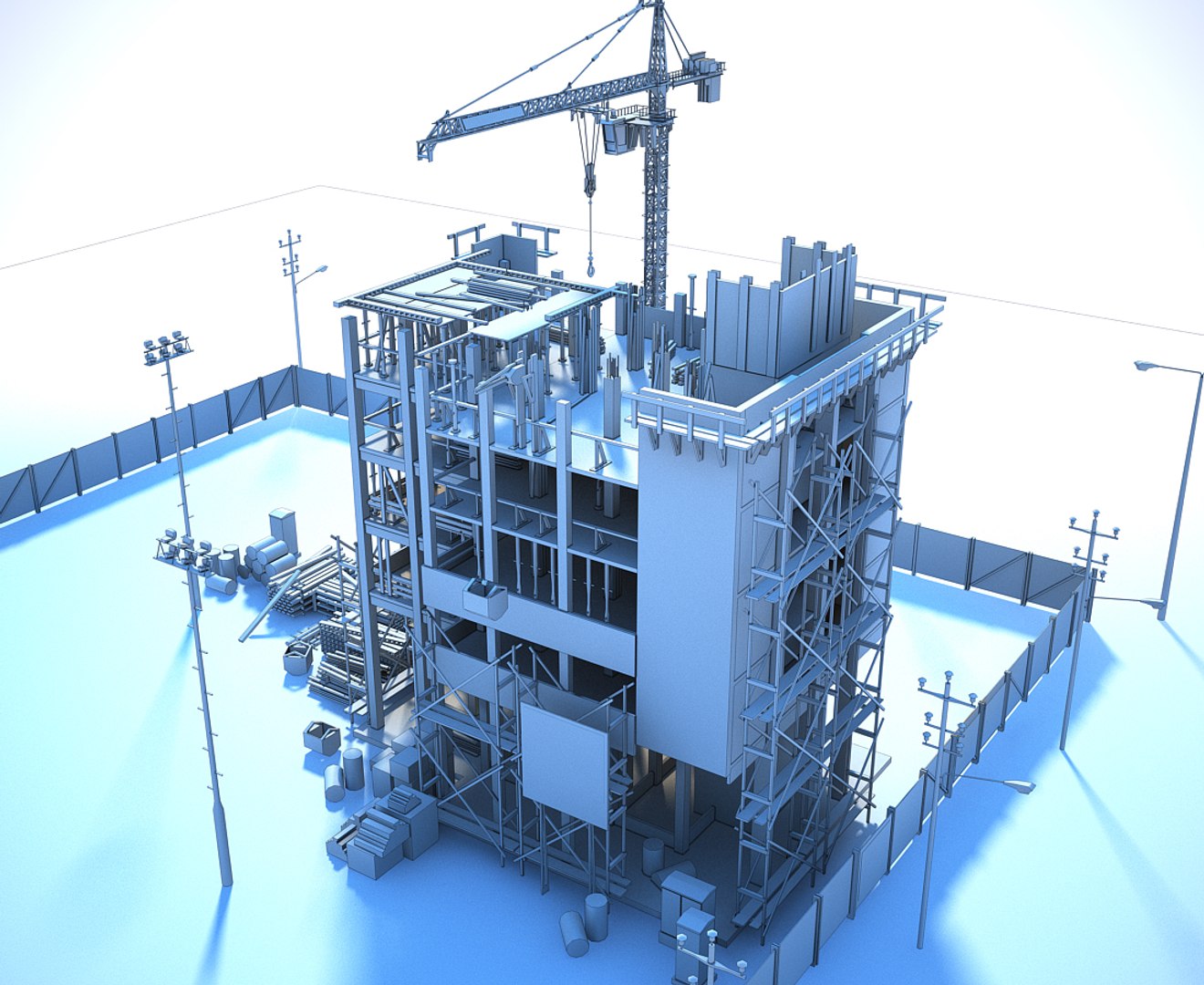 Generic White Building Construction 3D Model - TurboSquid 1406819