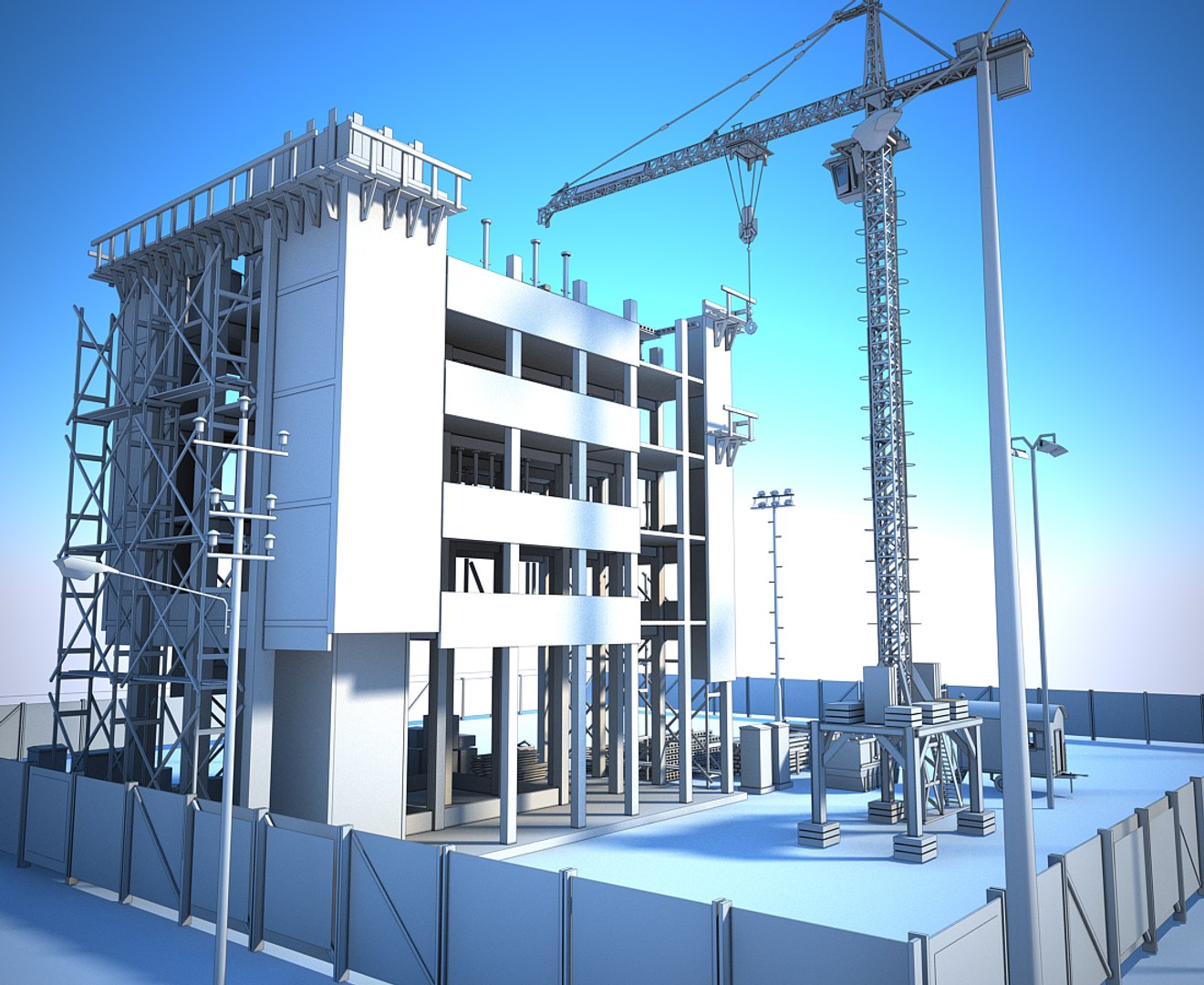 Generic White Building Construction 3D Model - TurboSquid 1406819