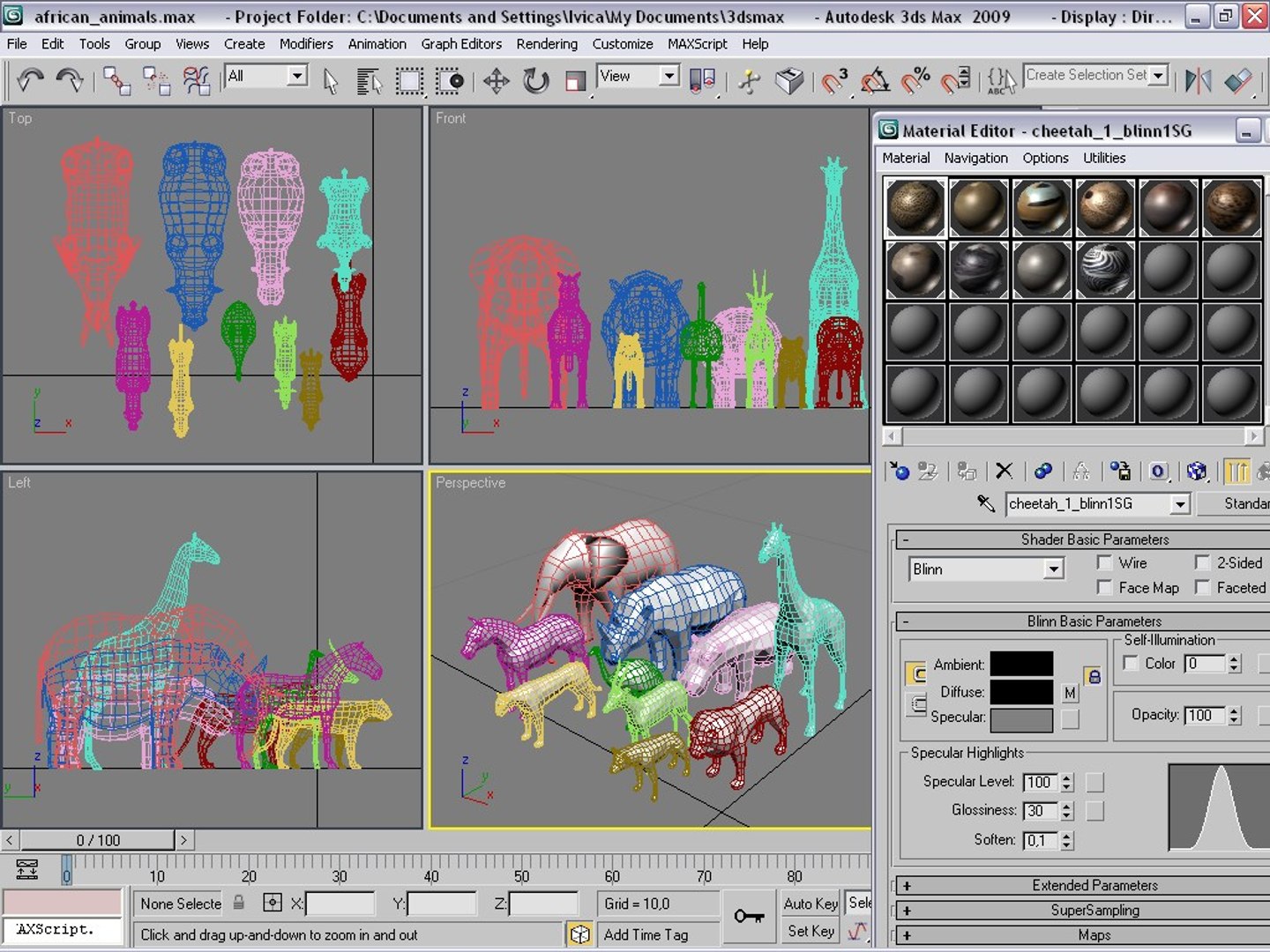 African Animals Cheetah Elephant 3d Max