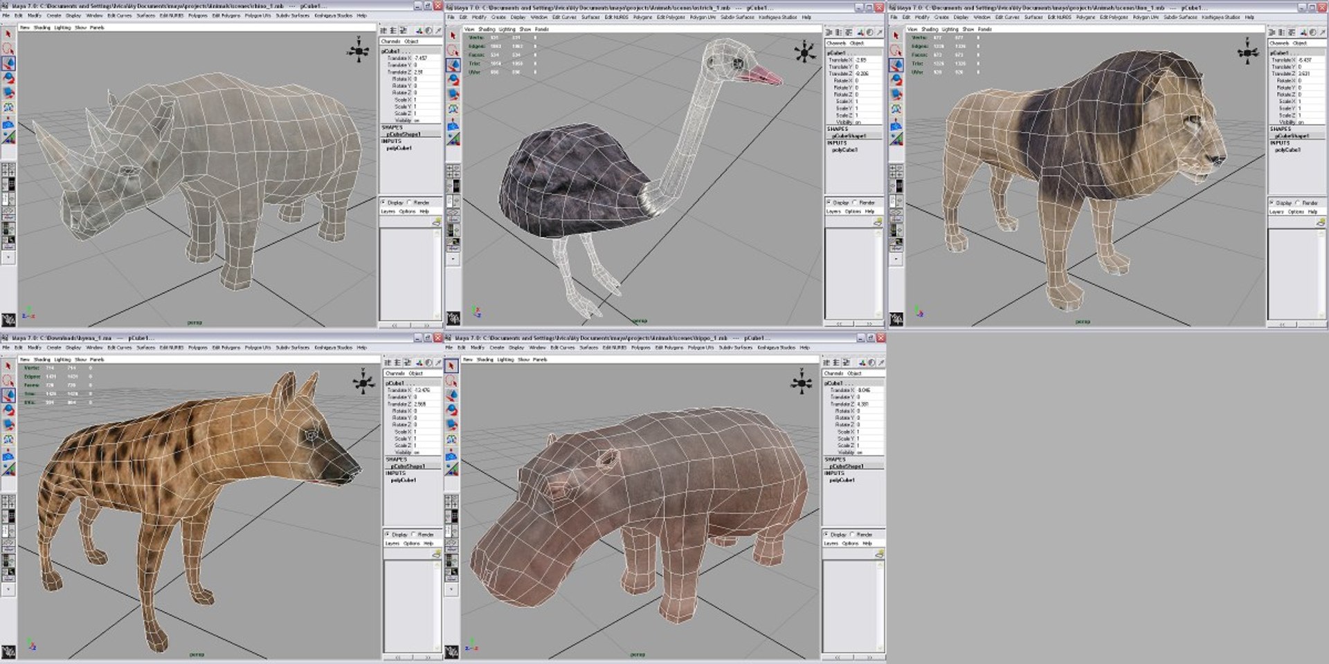 African Animals Cheetah Elephant 3d Max