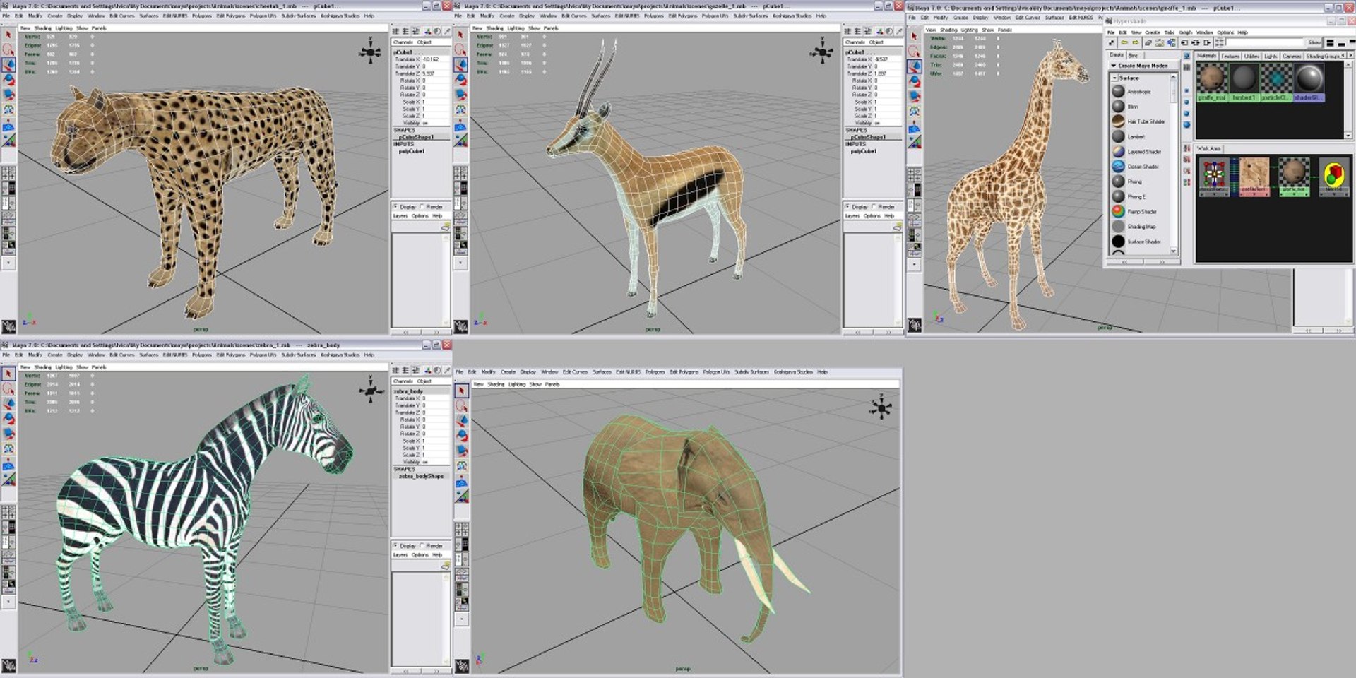 African Animals Cheetah Elephant 3d Max