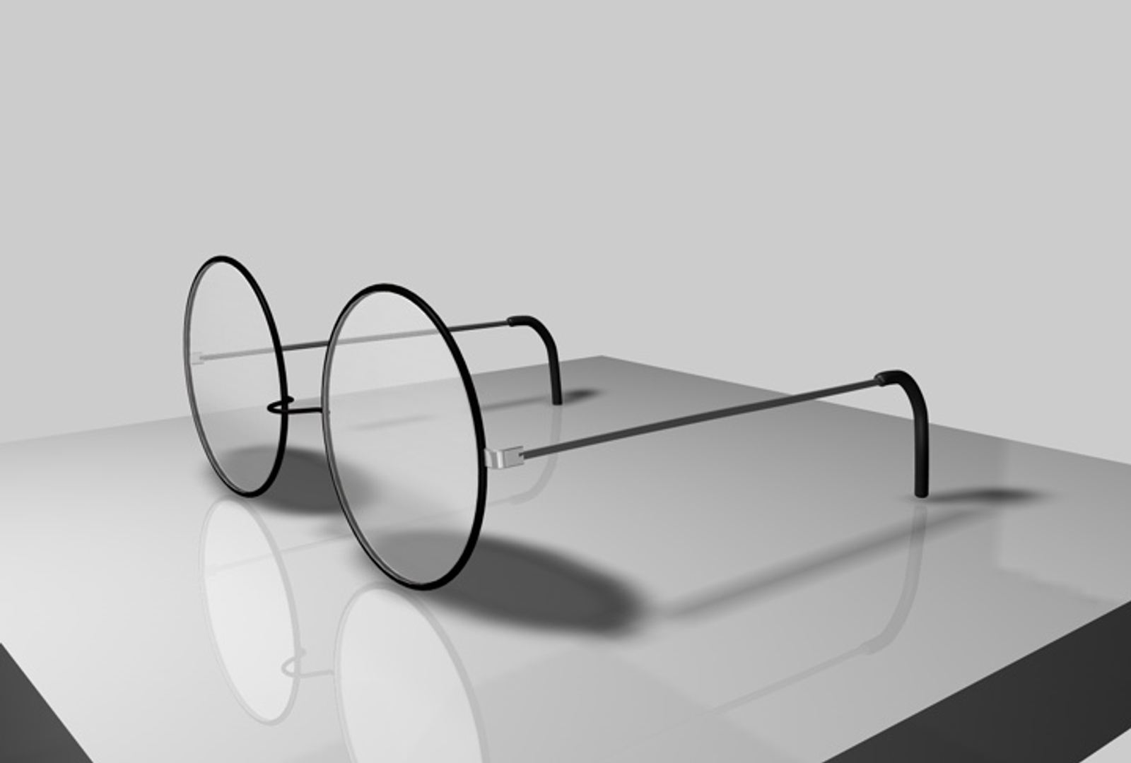 Black Wire Rim Glasses 3d Model