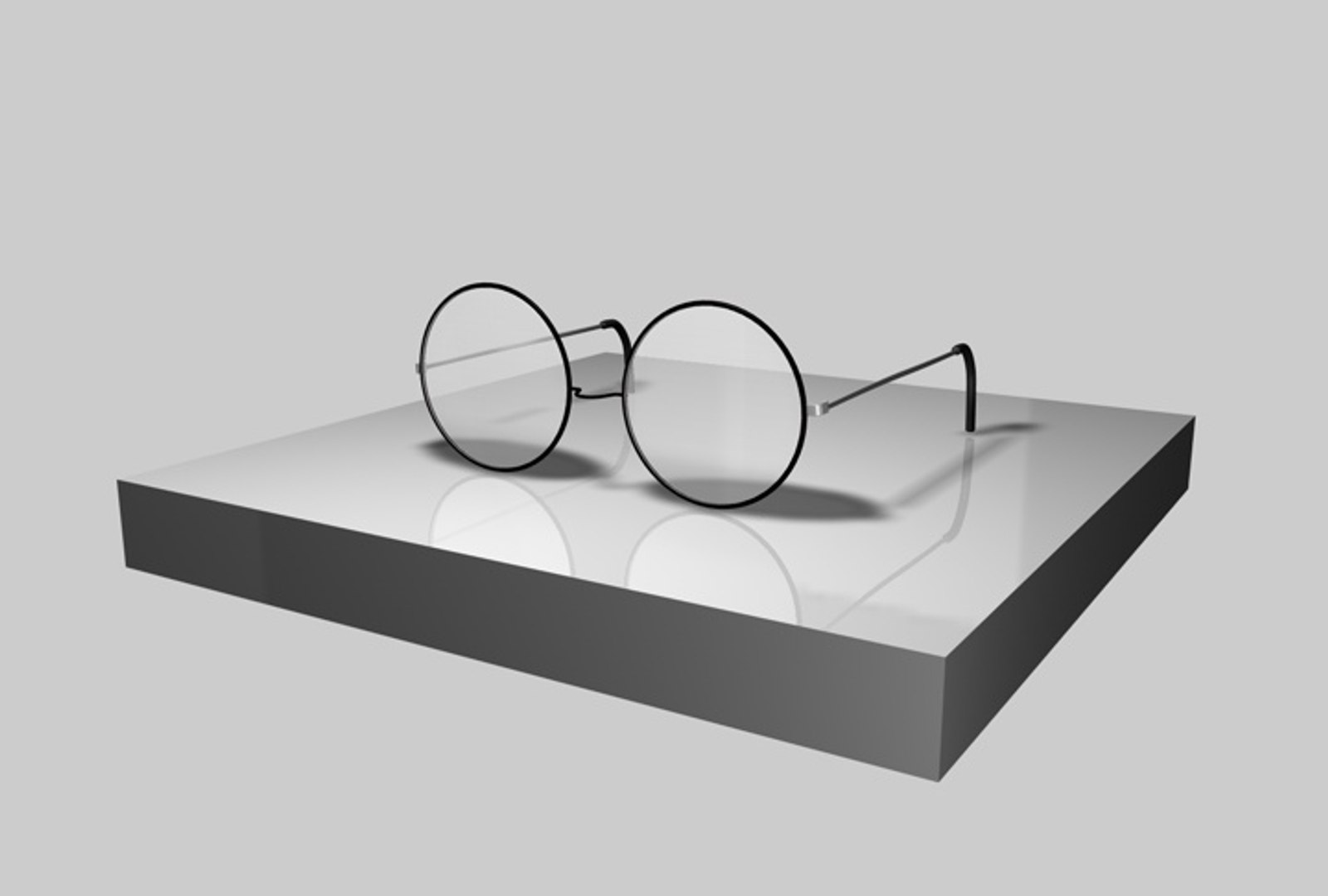 Black Wire Rim Glasses 3d Model