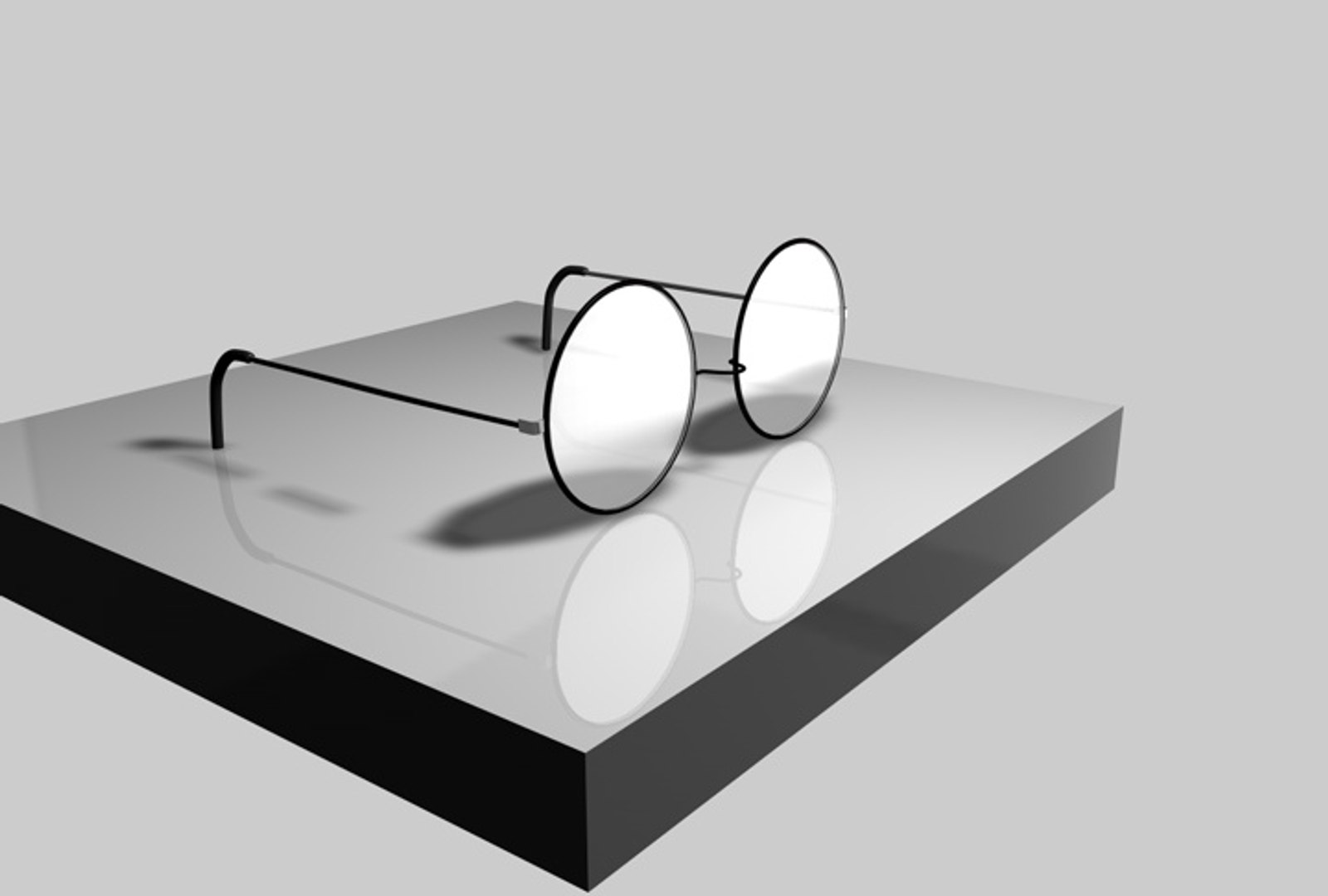 Black Wire Rim Glasses 3d Model