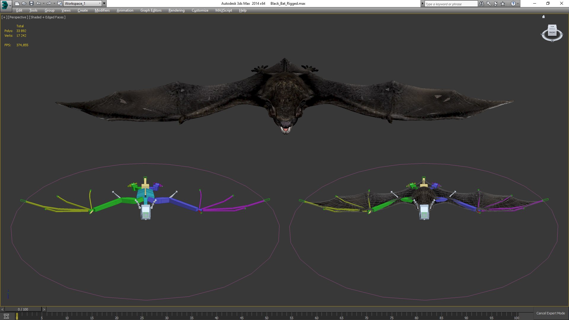 Black Bat Rigged 3D Model - TurboSquid 1858008