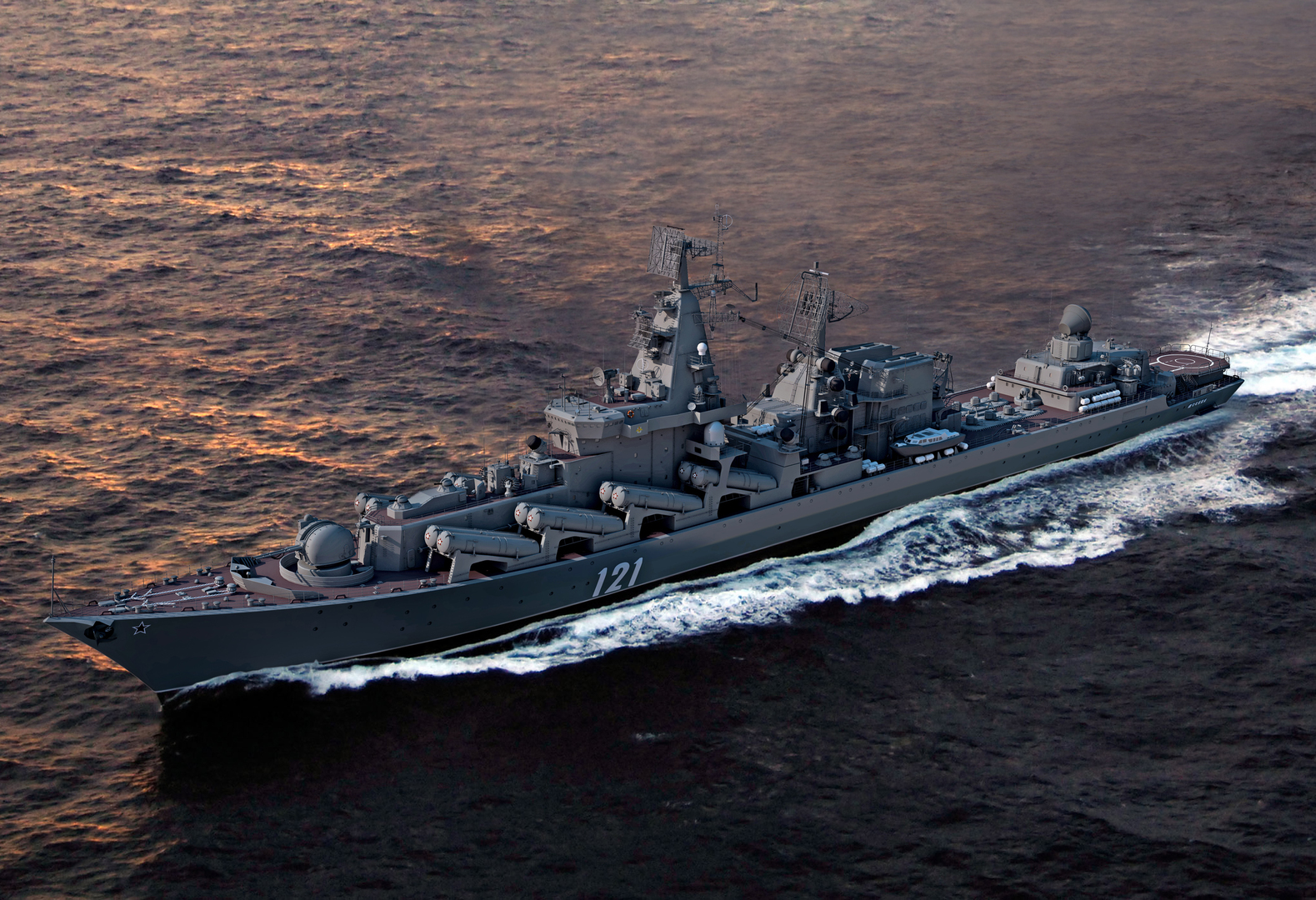 missile cruiser moskva warship 3d model