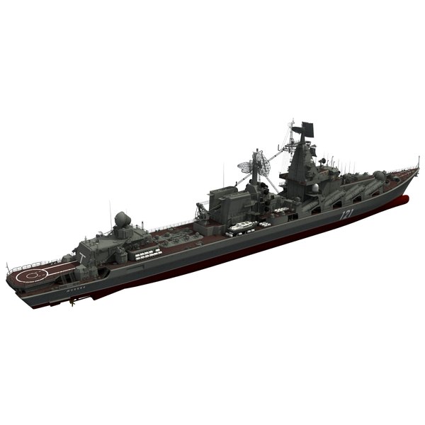 missile cruiser moskva warship 3d model