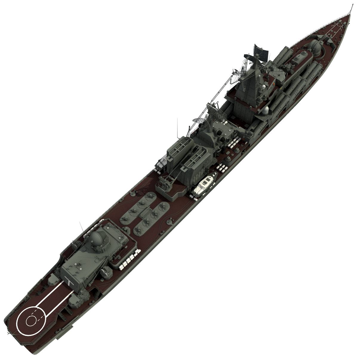 missile cruiser moskva warship 3d model