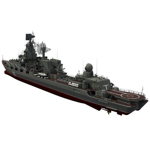 missile cruiser moskva warship 3d model