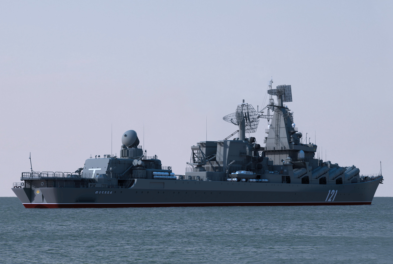 missile cruiser moskva warship 3d model
