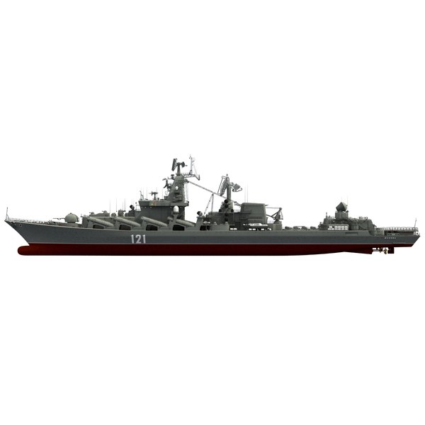 missile cruiser moskva warship 3d model
