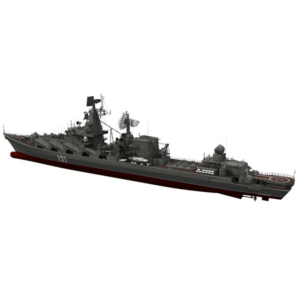 missile cruiser moskva warship 3d model