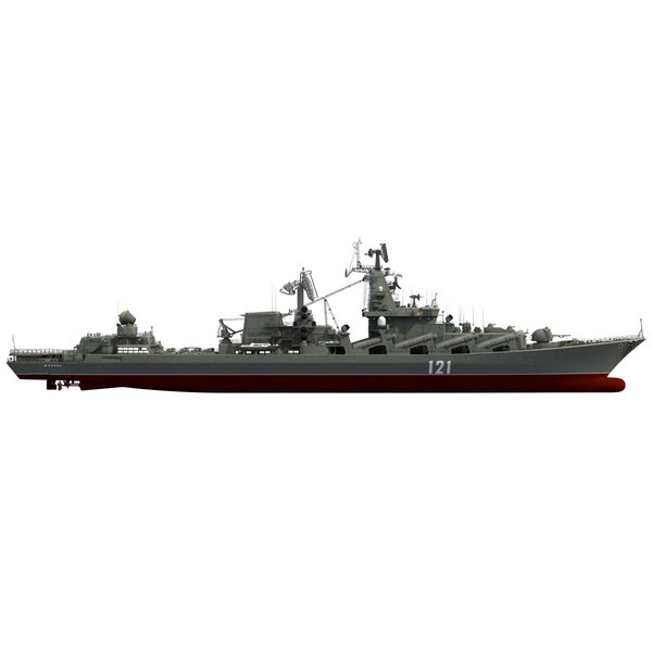 missile cruiser moskva warship 3d model