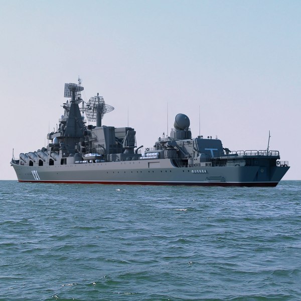 missile cruiser moskva warship 3d model