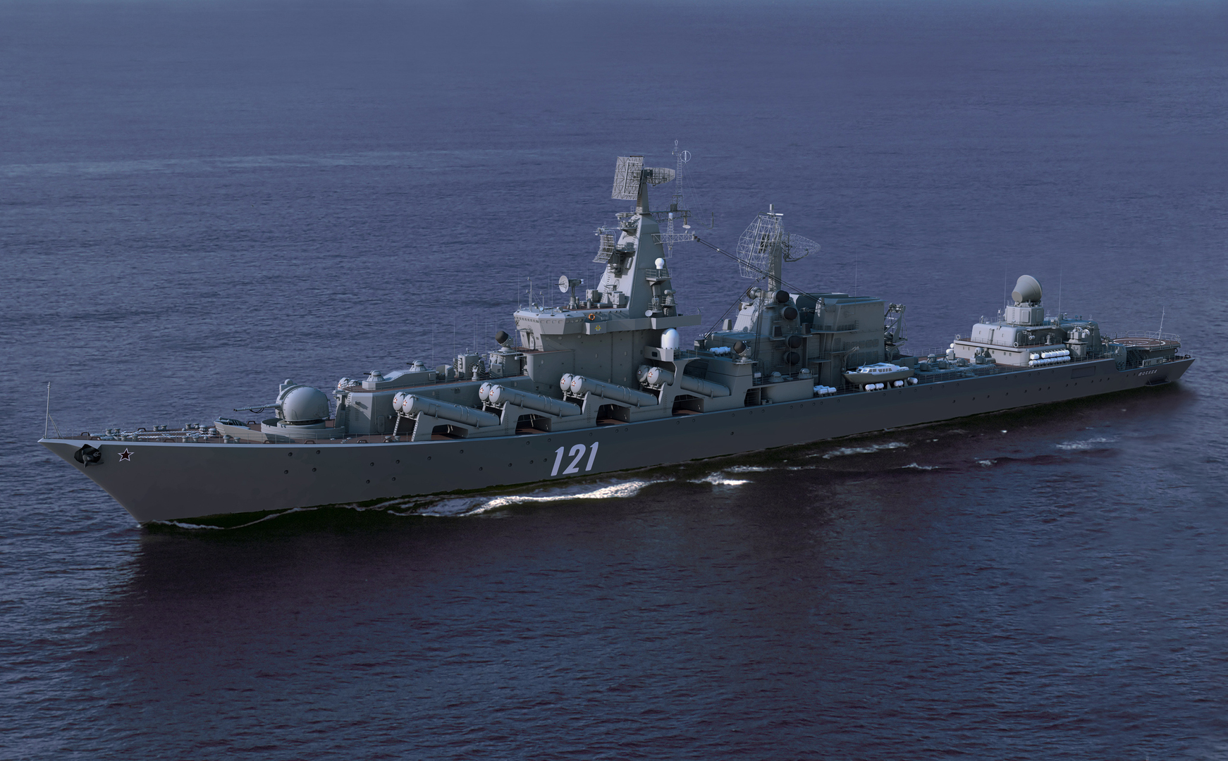 missile cruiser moskva warship 3d model