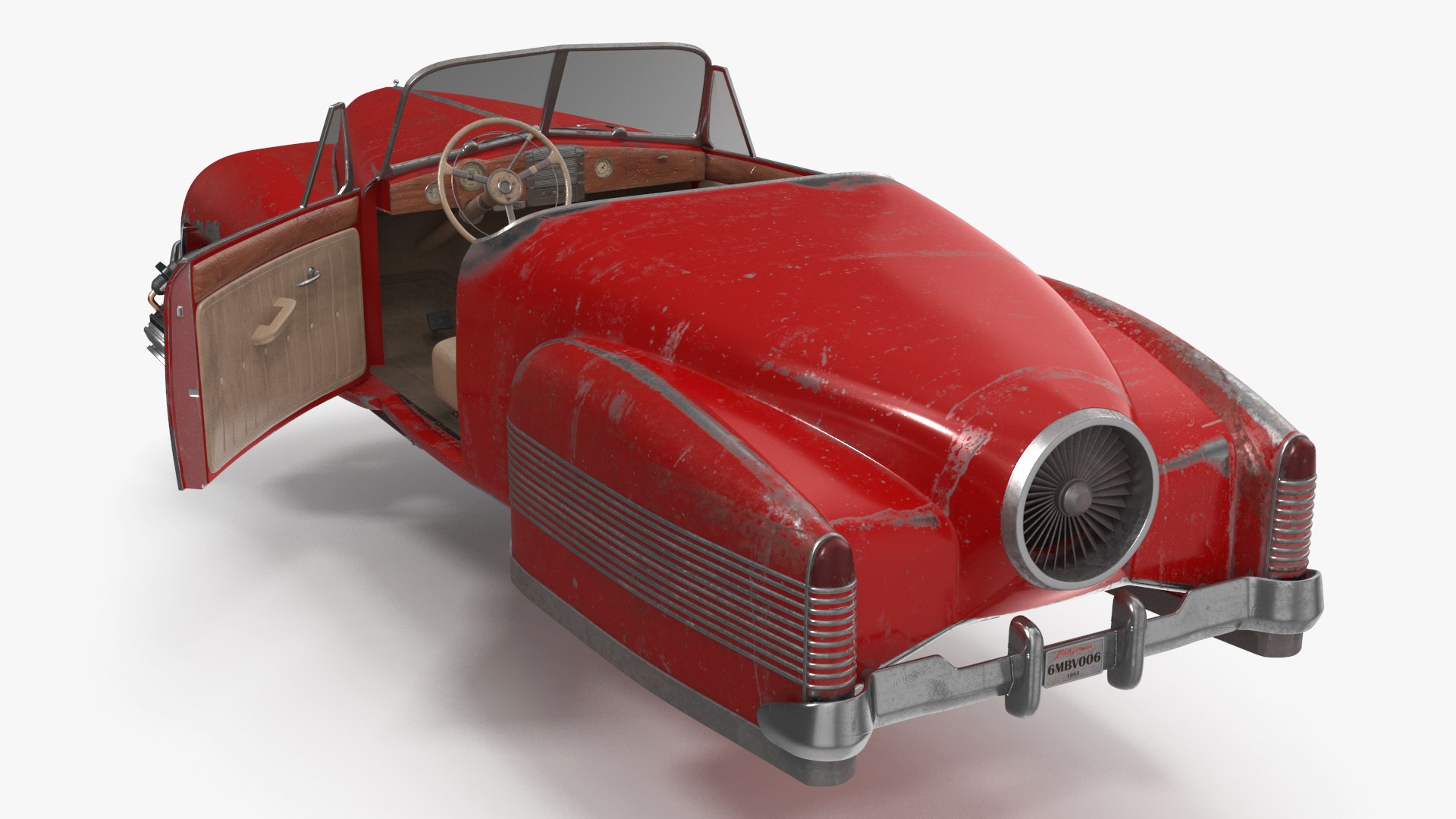 3D Red Retro Hovercar Old Rigged for Cinema 4D model - TurboSquid 2105643