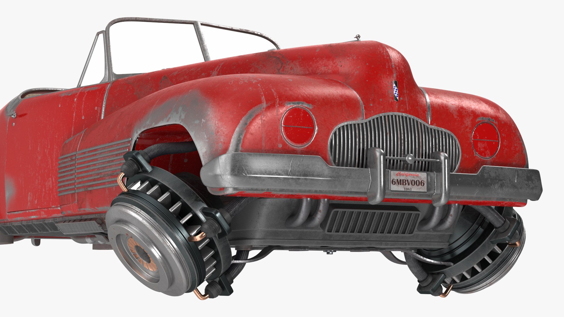 3D Red Retro Hovercar Old Rigged for Cinema 4D model - TurboSquid 2105643