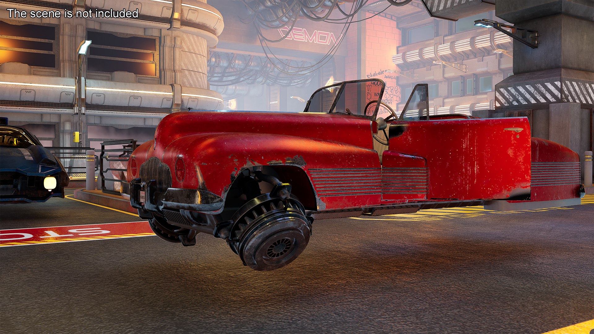 3D Red Retro Hovercar Old Rigged for Cinema 4D model - TurboSquid 2105643