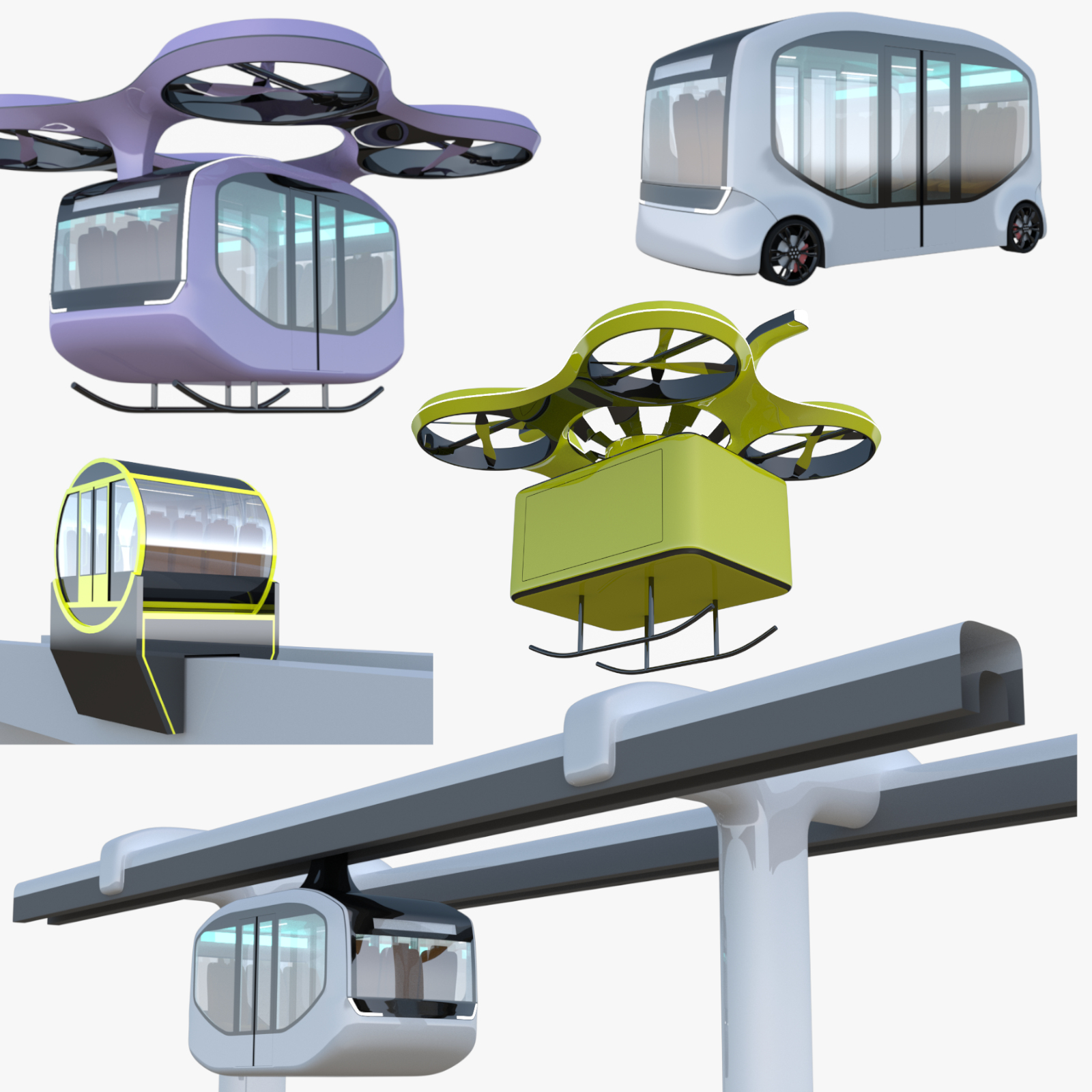 modelo 3d Drones minibús trenes gran colección - TurboSquid 1803121