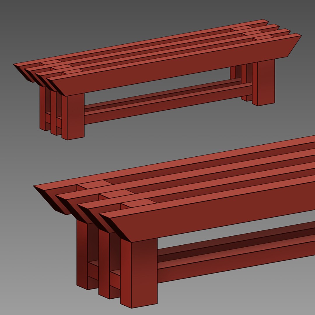 3D Model Japanese Style Wooden Slatted Bench - TurboSquid 2144346