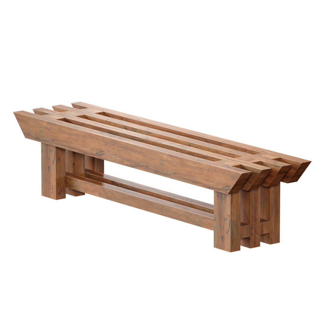 3D Model Japanese Style Wooden Slatted Bench - TurboSquid 2144346