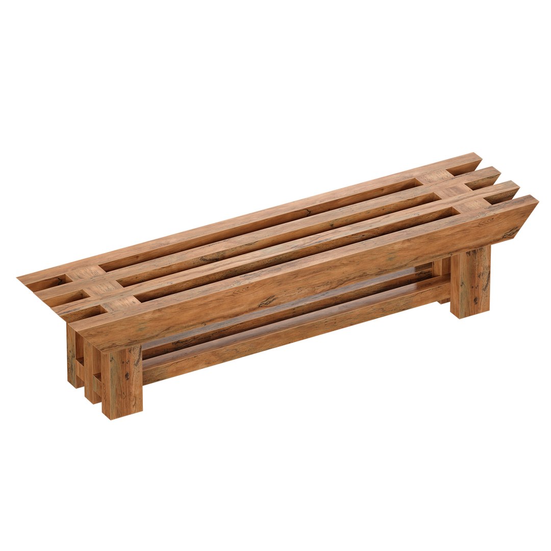3D Model Japanese Style Wooden Slatted Bench - TurboSquid 2144346