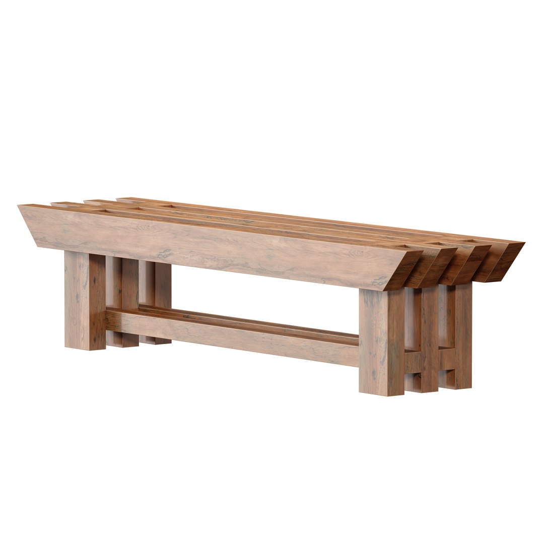 3D Model Japanese Style Wooden Slatted Bench - TurboSquid 2144346