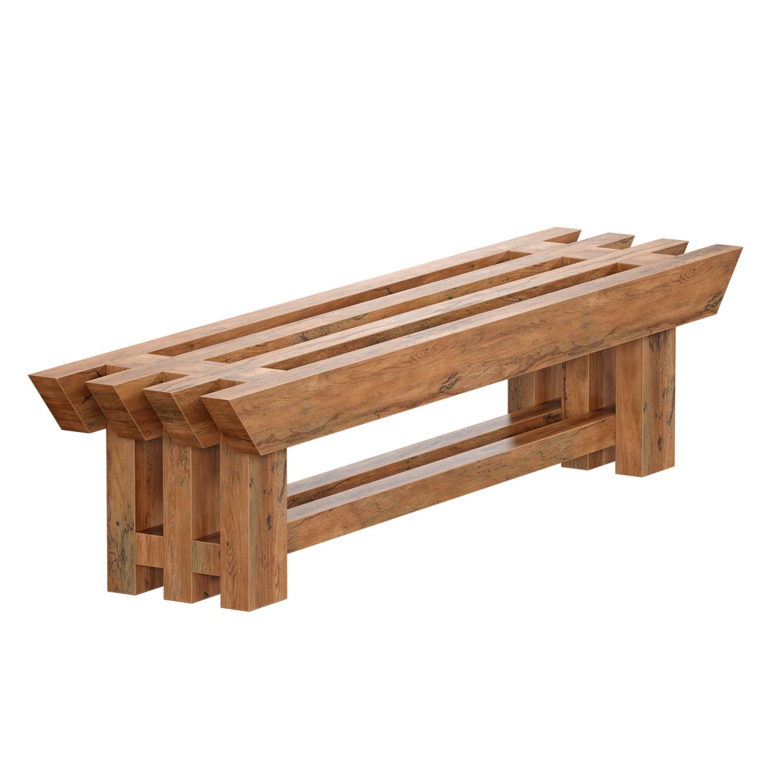 3D Model Japanese Style Wooden Slatted Bench - TurboSquid 2144346