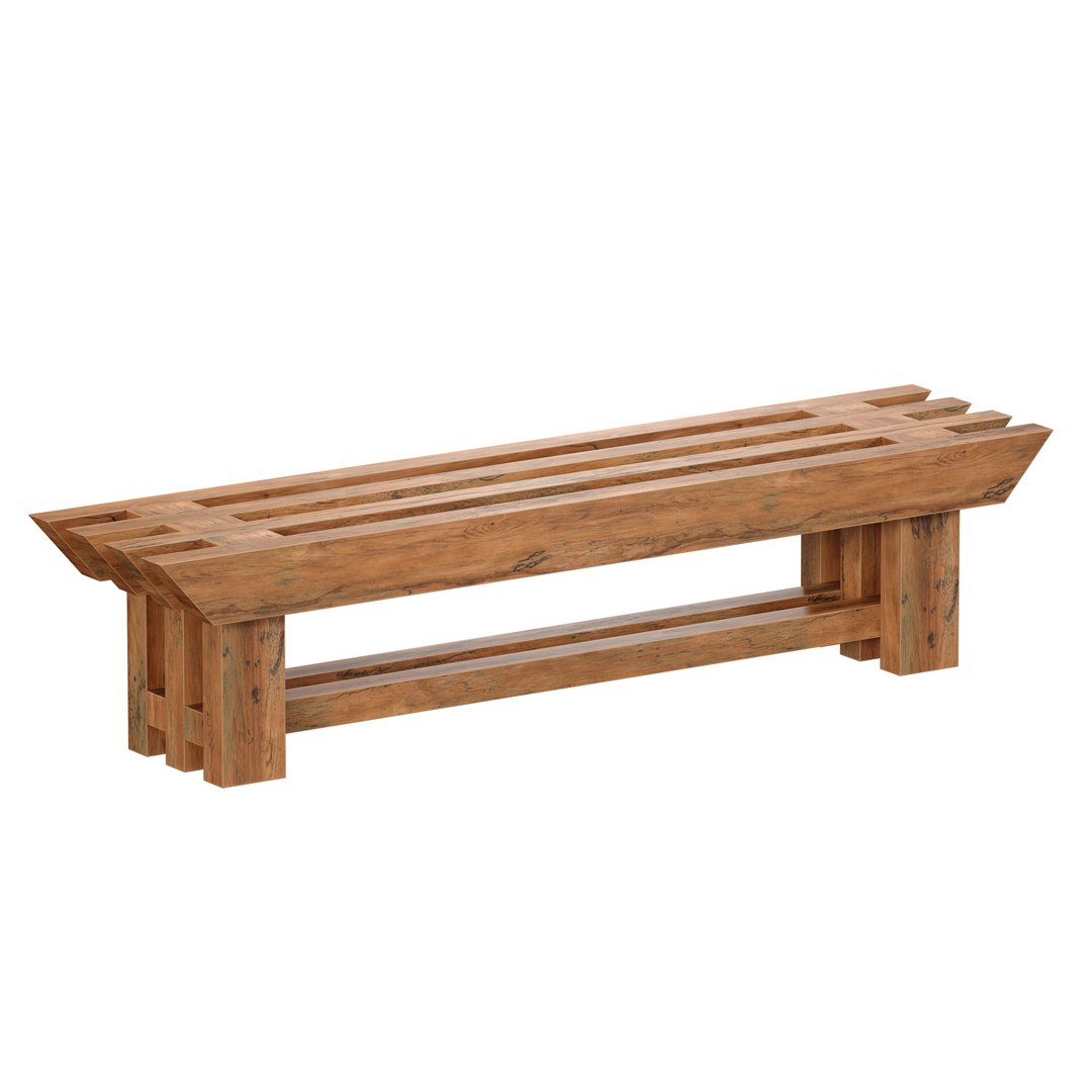 3D Model Japanese Style Wooden Slatted Bench - TurboSquid 2144346