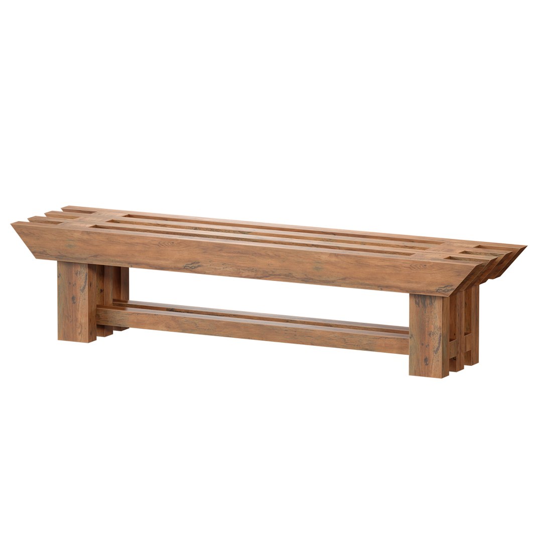 3D Model Japanese Style Wooden Slatted Bench - TurboSquid 2144346