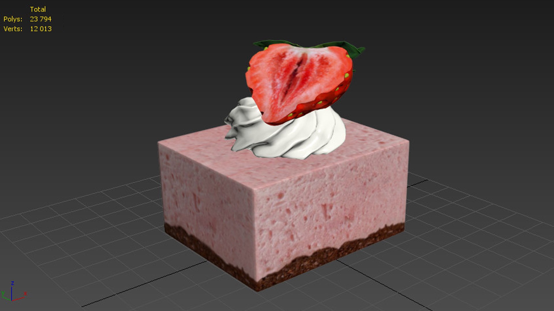 3D Strawberry Cheesecake Model - TurboSquid 1957386