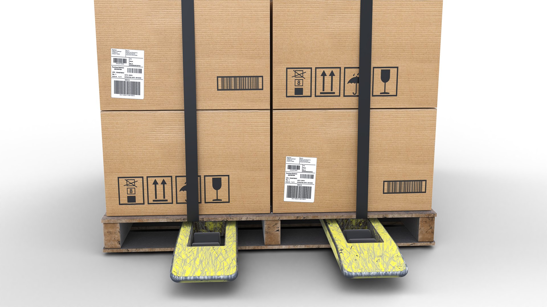 3D Pallet Jack With Wooden Pallet And Boxes Model - TurboSquid 2246568