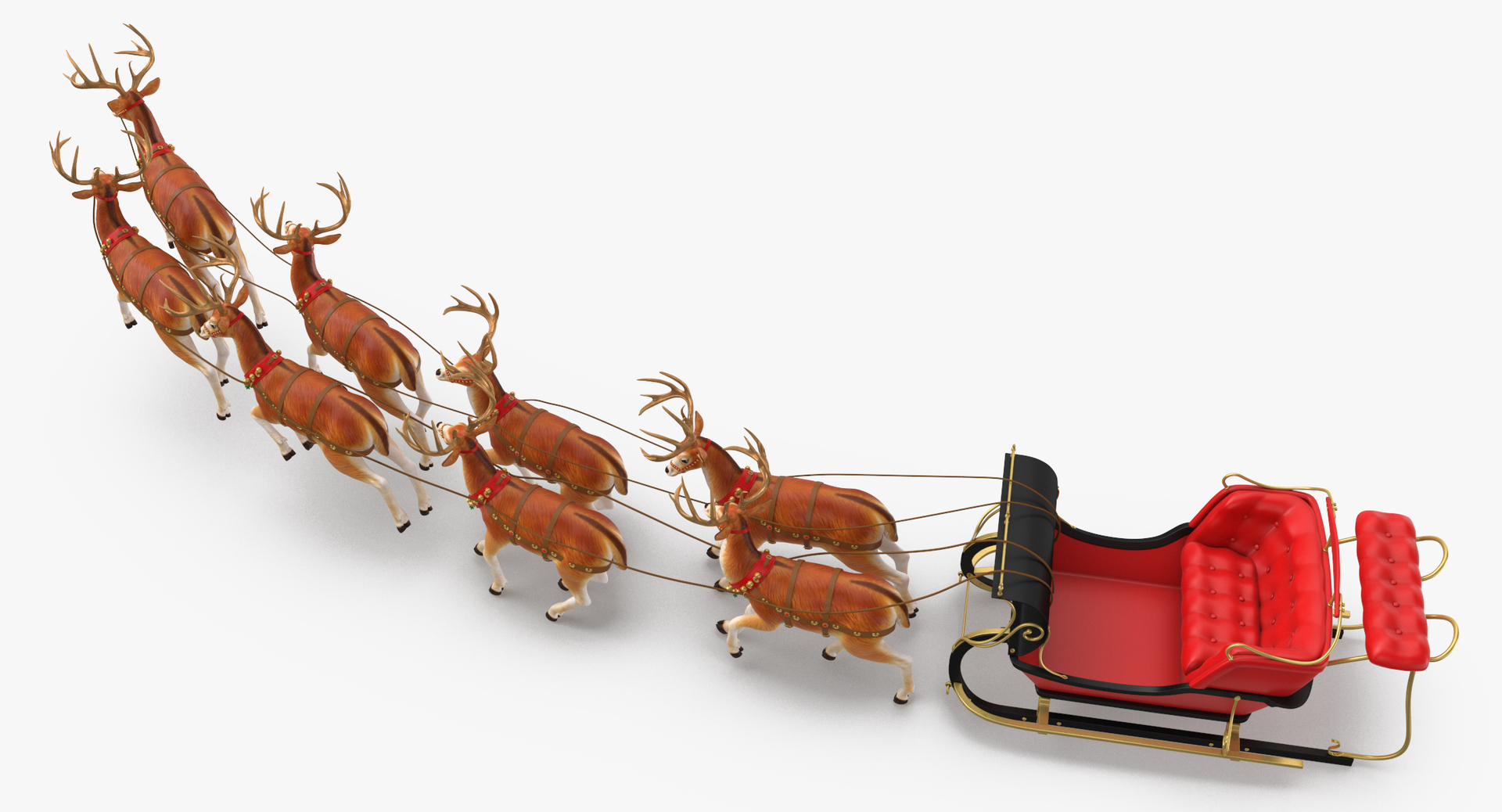 Sleigh reindeers flying 3D model - TurboSquid 1235420