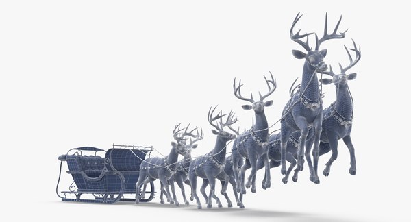 Sleigh reindeers flying 3D model - TurboSquid 1235420