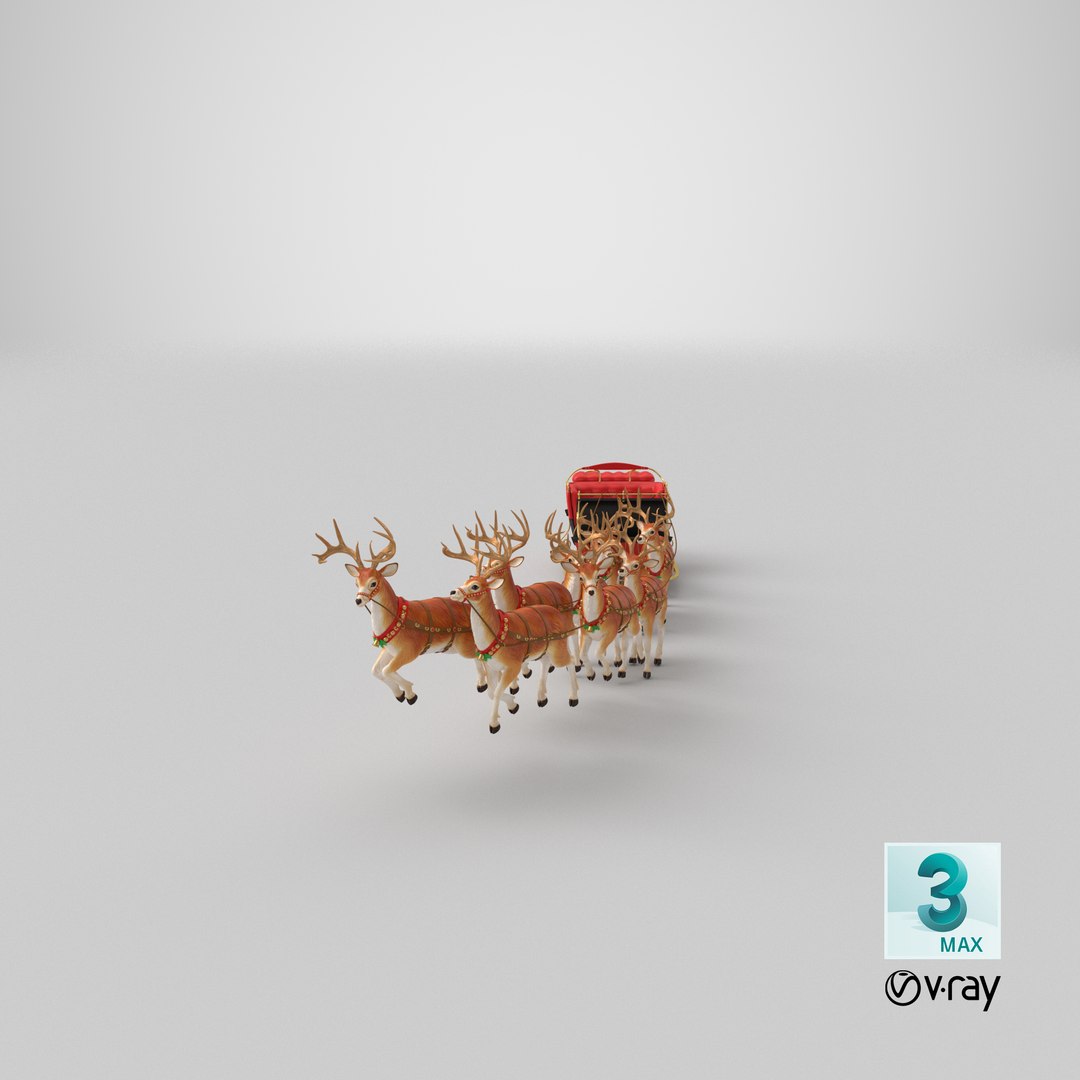 Sleigh reindeers flying 3D model - TurboSquid 1235420