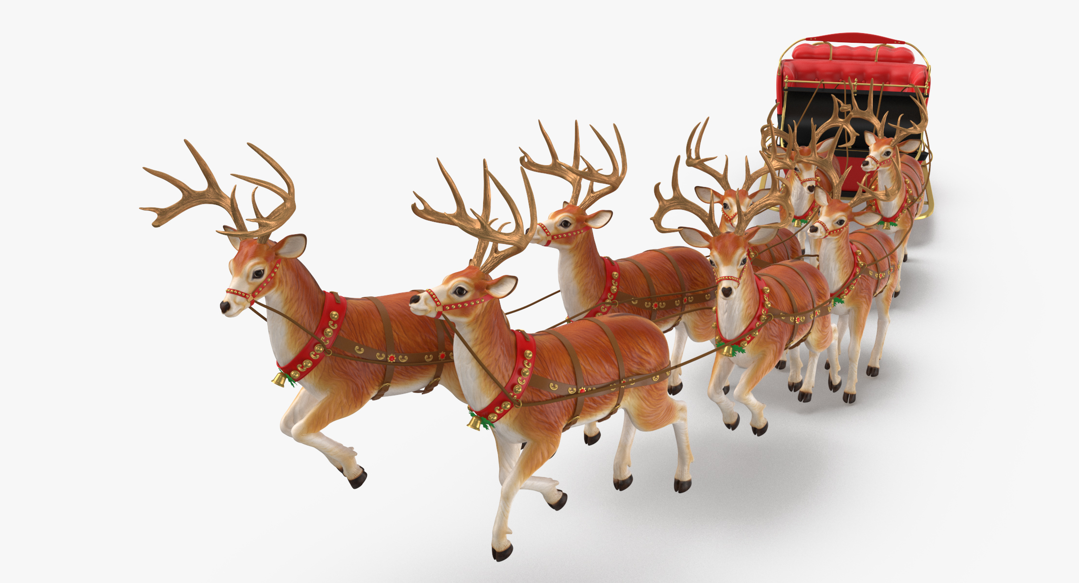 Sleigh reindeers flying 3D model - TurboSquid 1235420