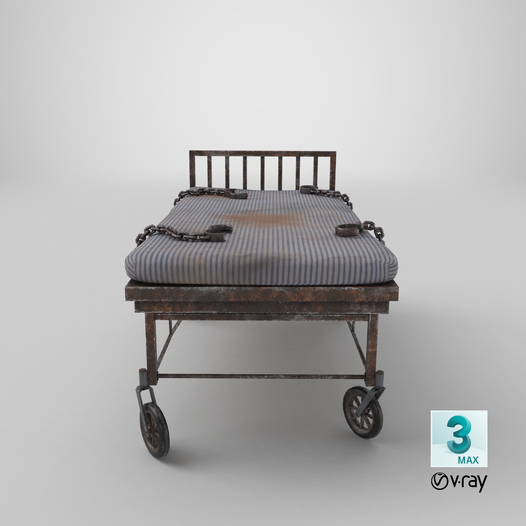 3d model asylum bed restraints