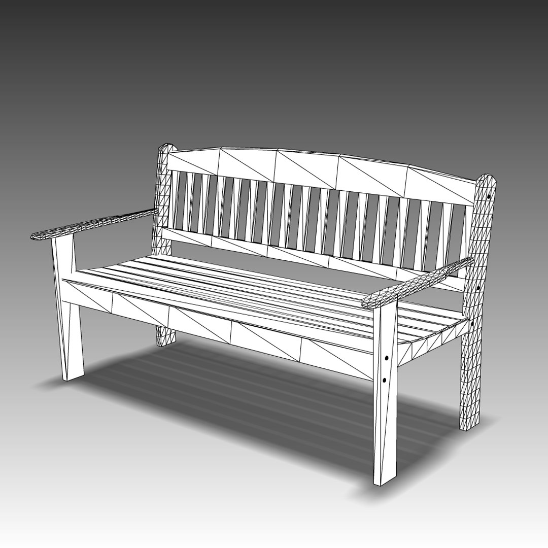 3d Wooden Bench Model