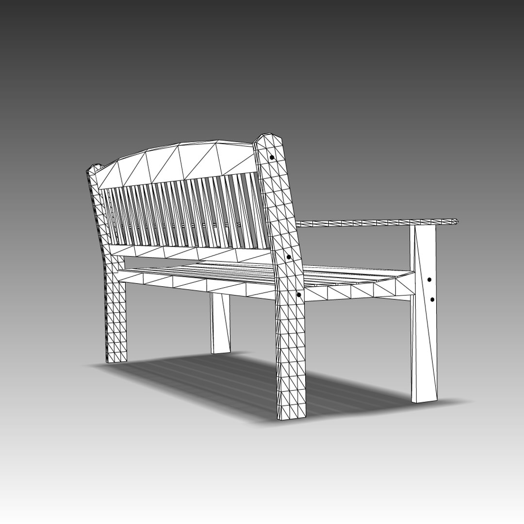 3d Wooden Bench Model