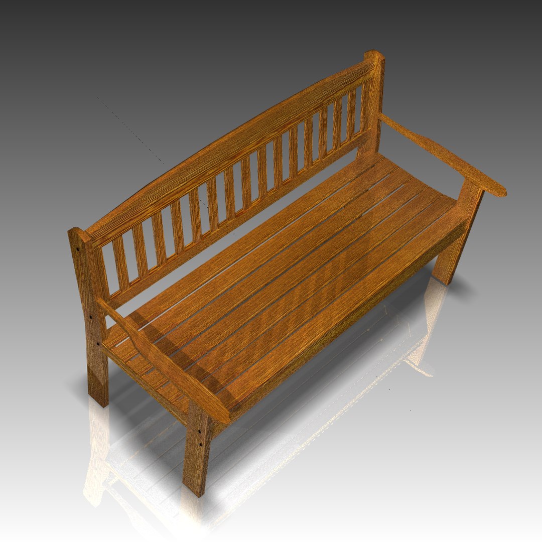 3d Wooden Bench Model