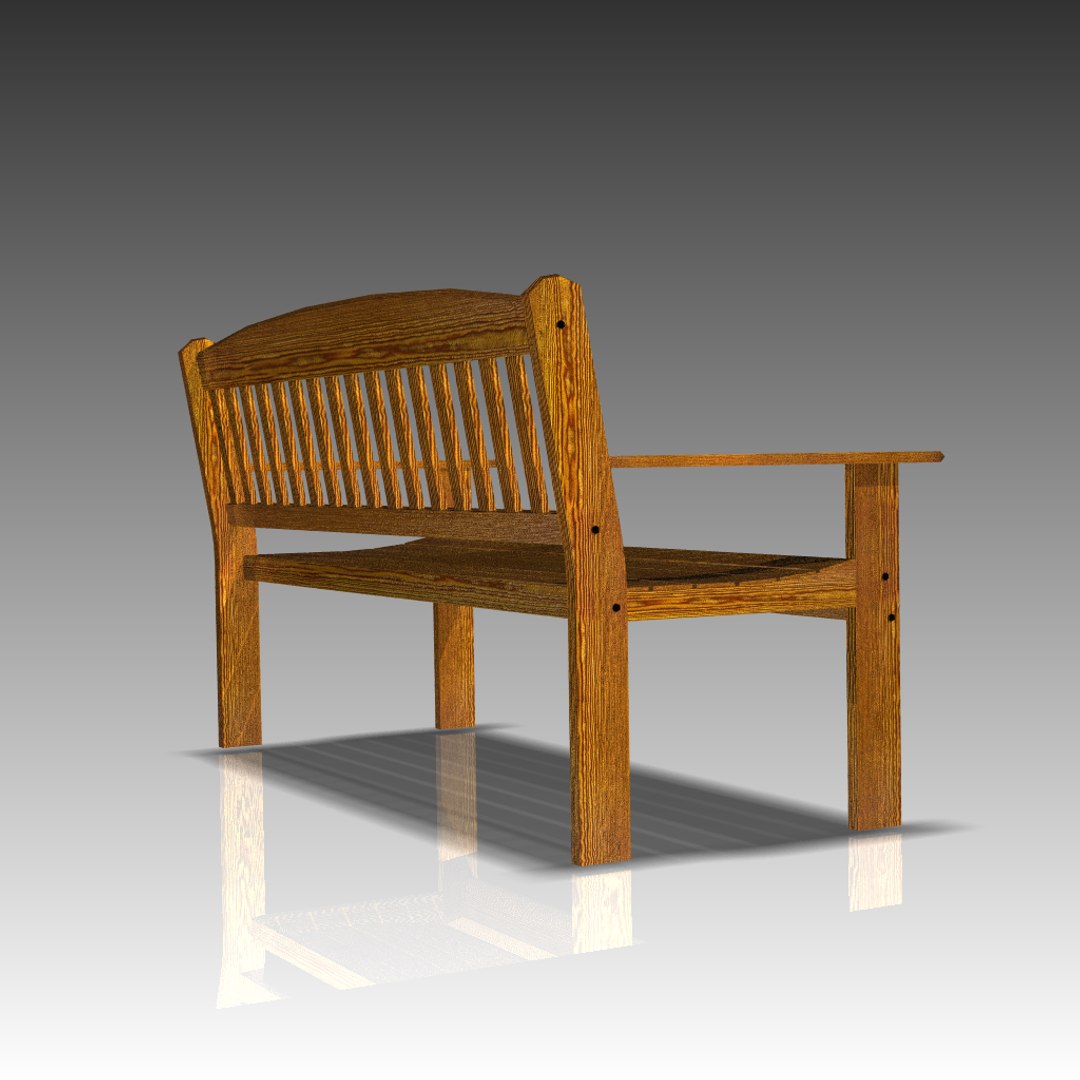 3d Wooden Bench Model