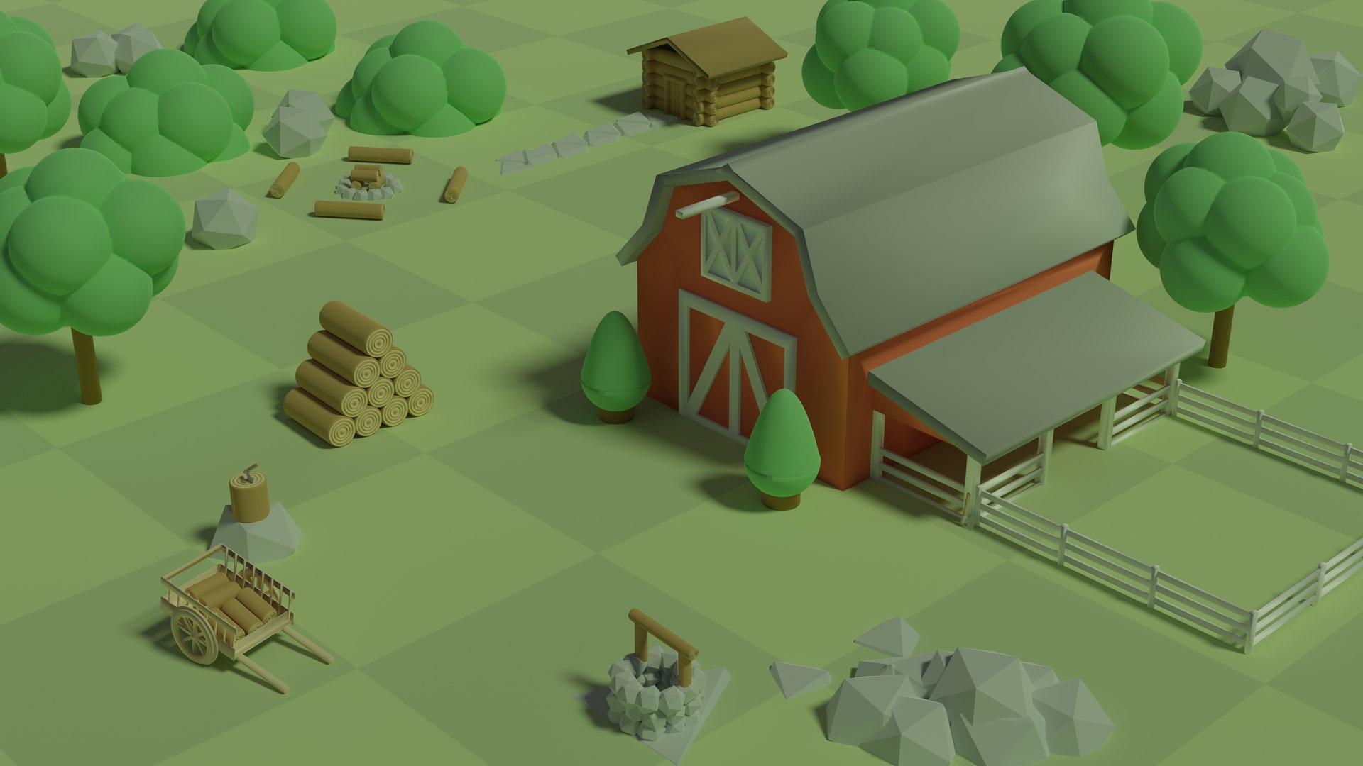 3D Low Poly Barn Model - TurboSquid 1739376