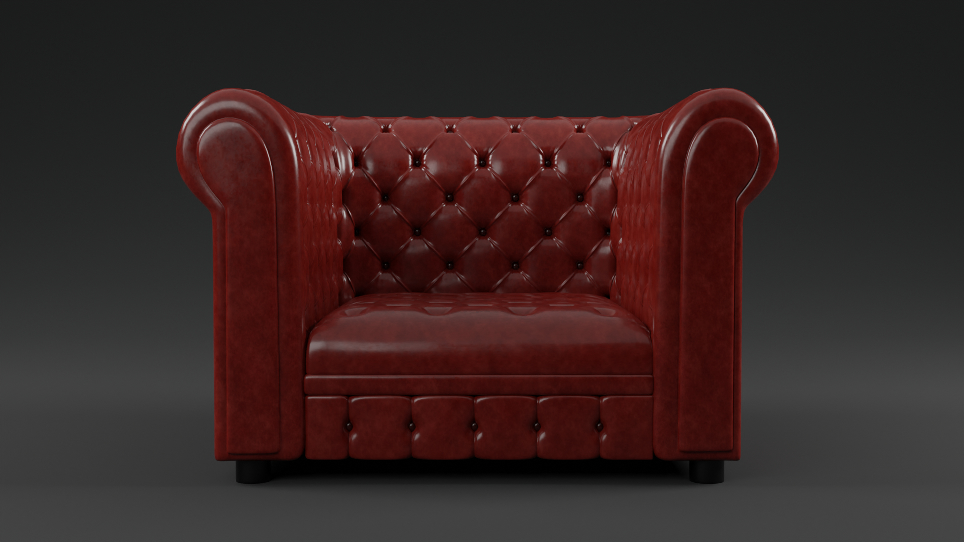 3D Chesterfield Realistic Leather Sofa 1 Seater - TurboSquid 2029847