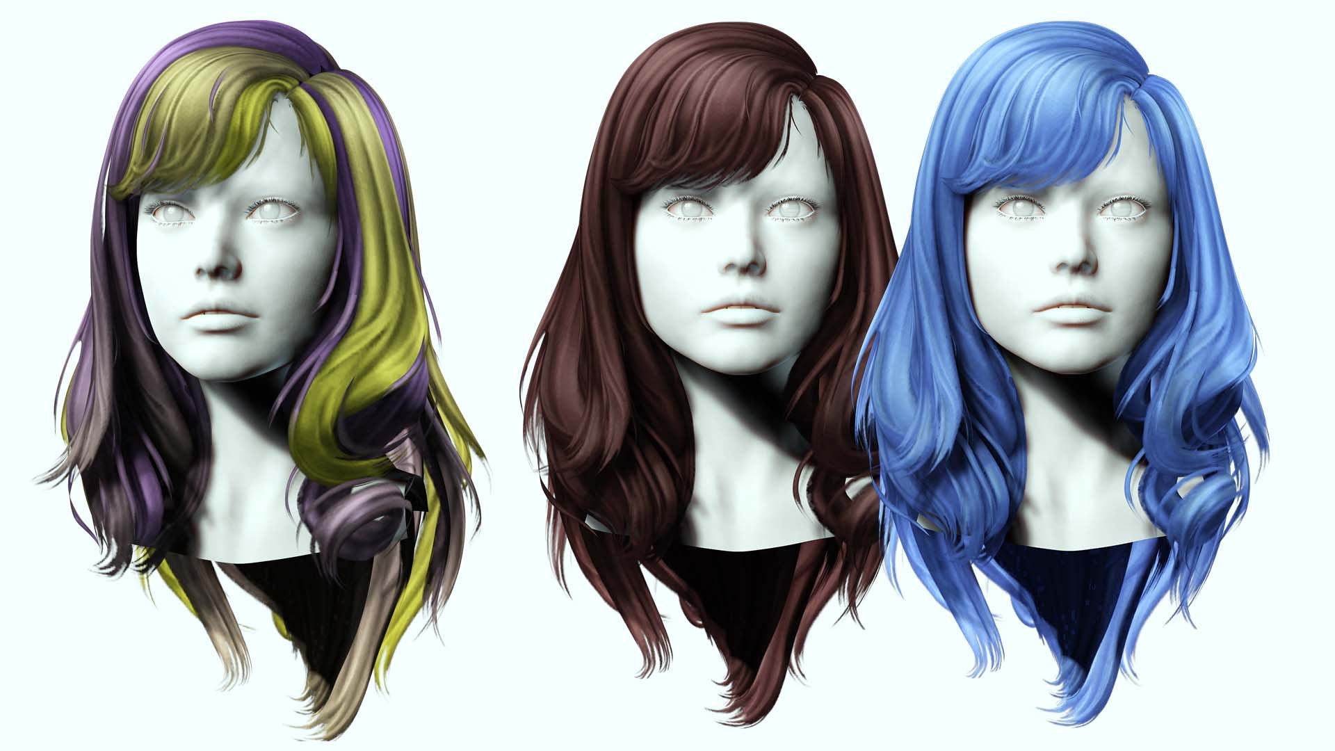 Female Colorable Hair 3D Model - TurboSquid 2226759