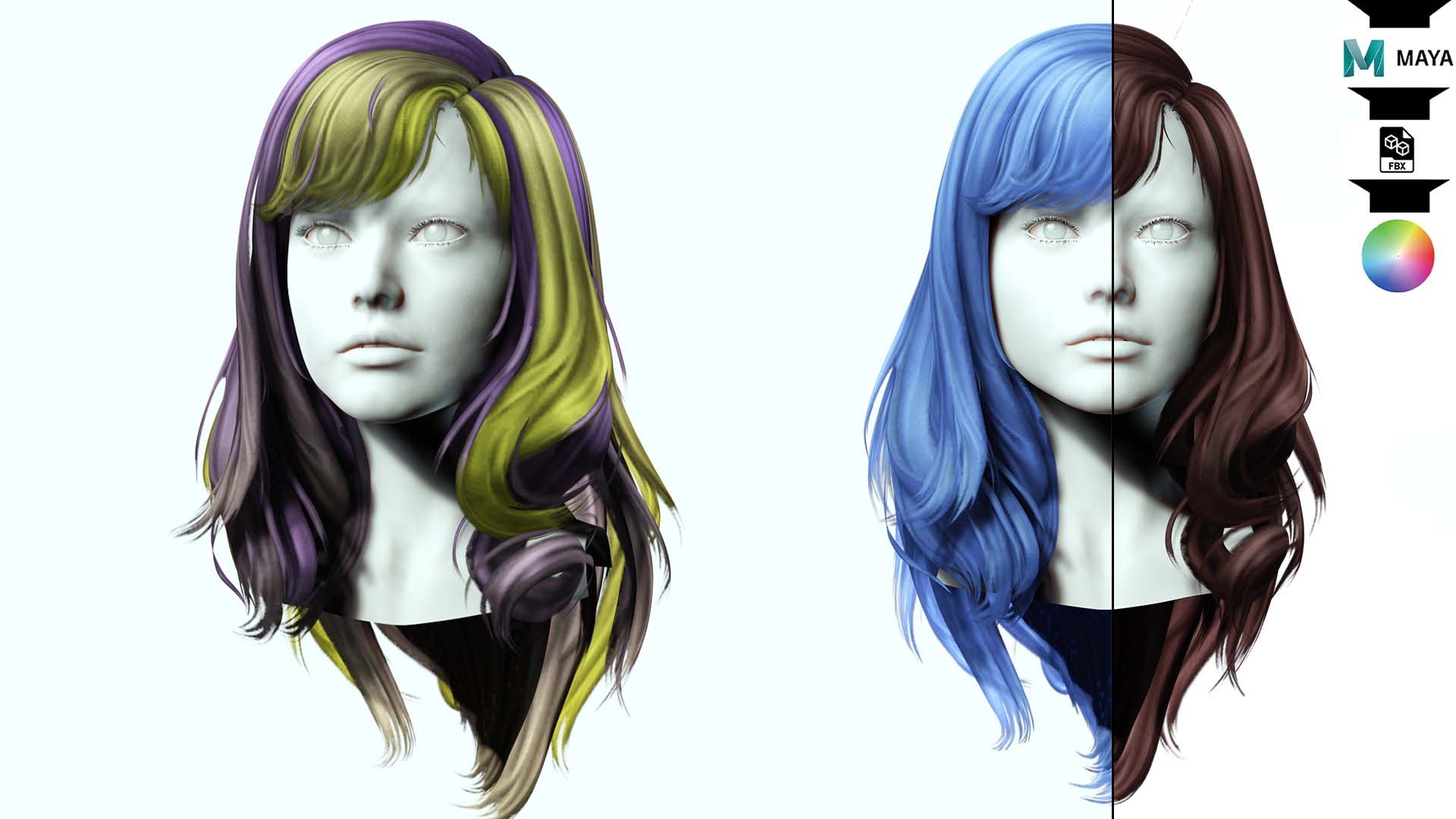 Female Colorable Hair 3D Model - TurboSquid 2226759