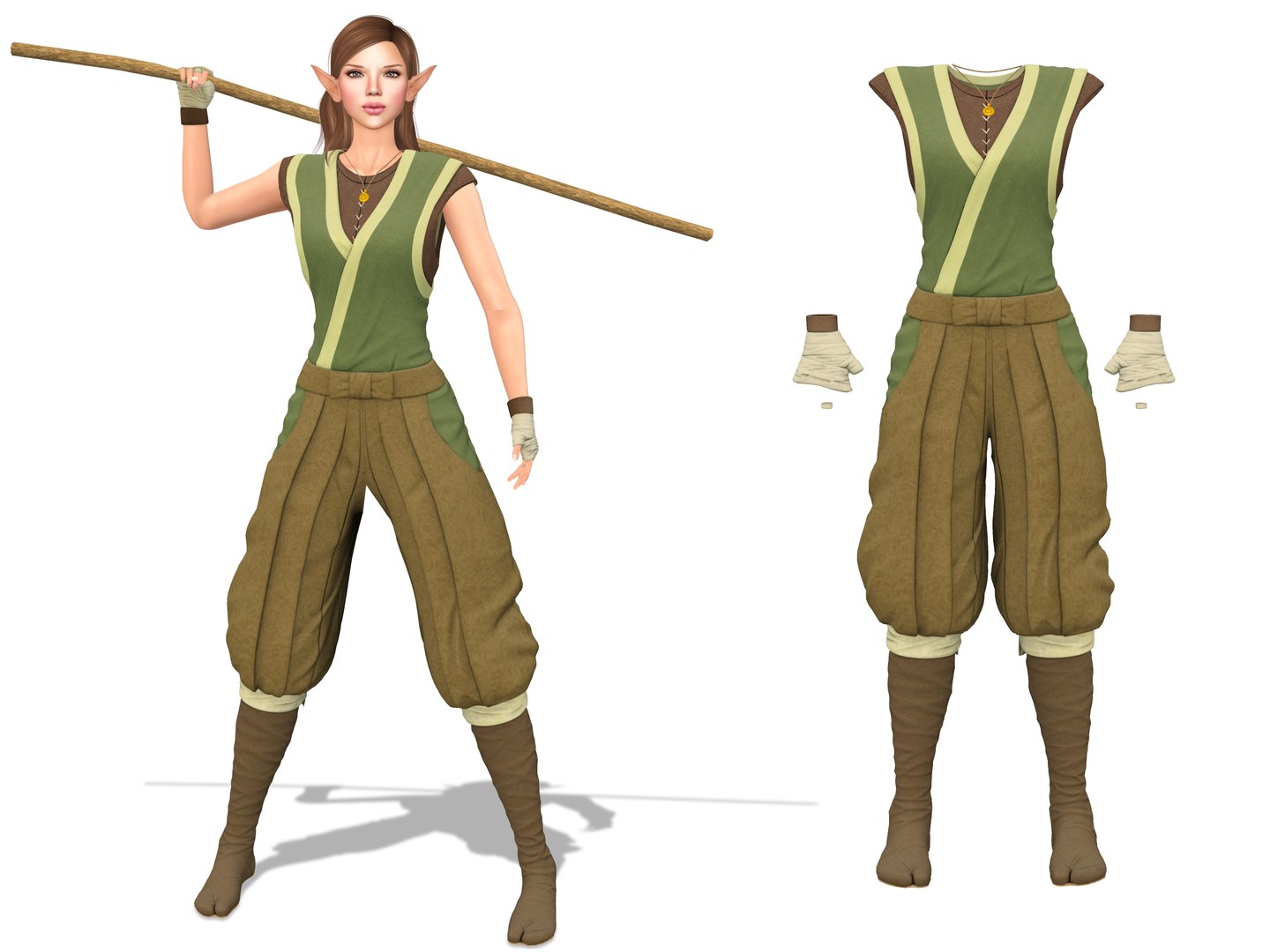 3D Elf Ninja Full Outfit - TurboSquid 1903222