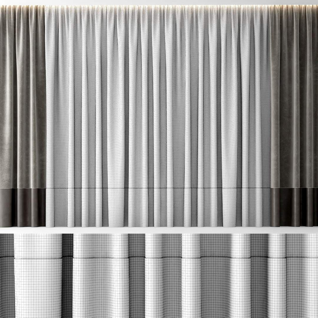 3d model curtain modern interior