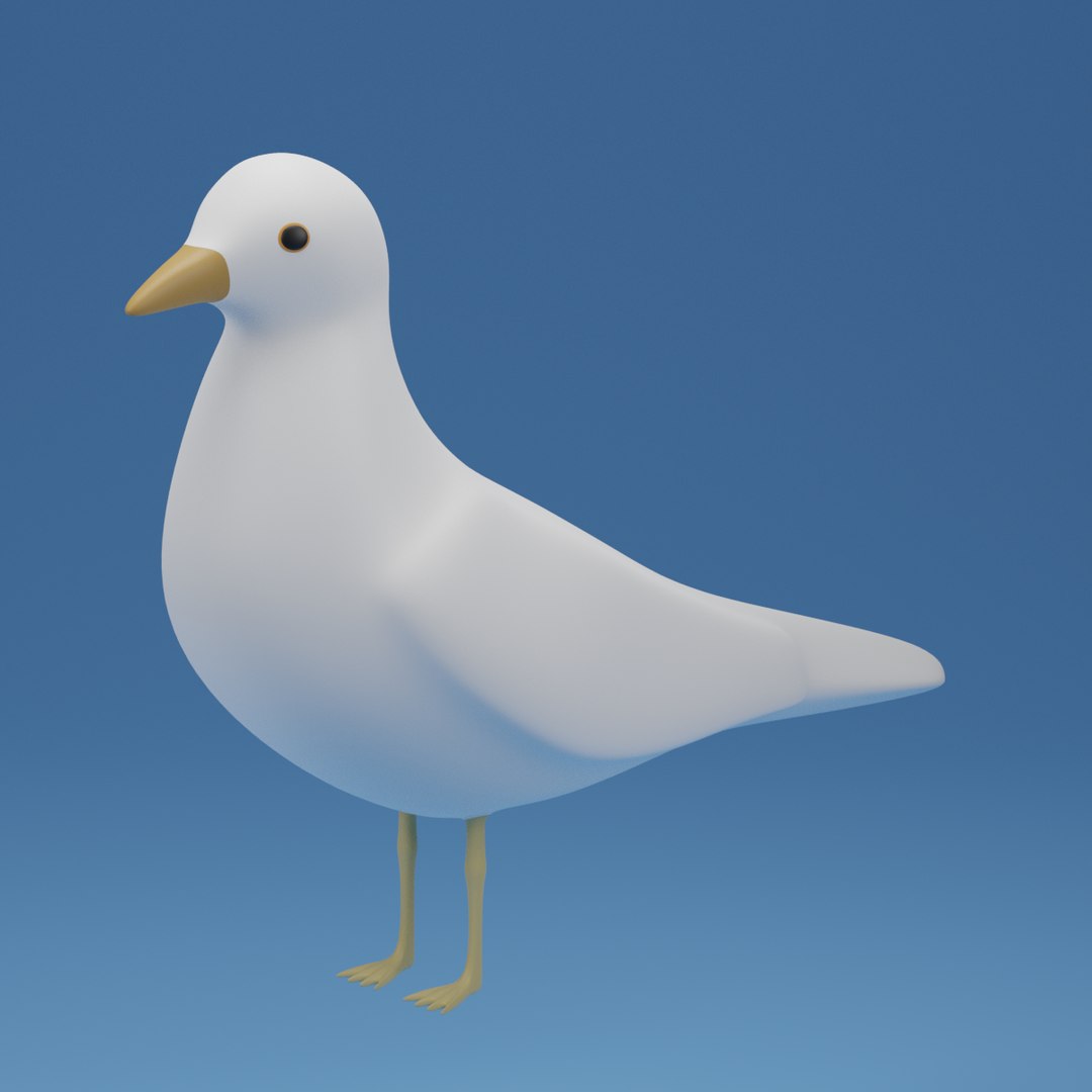 Cartoon Cute Bird Seagull 3D Model - TurboSquid 1935859